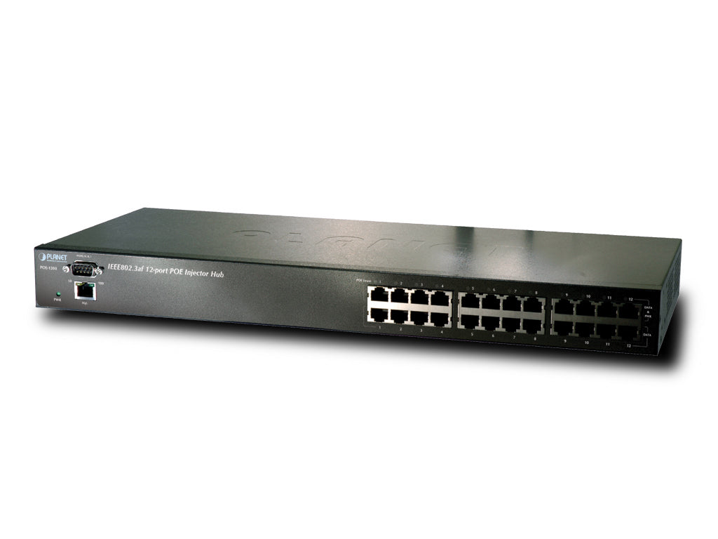 PLANET POE-1200G 12-Port 802.3af Gigabit POE Hub (200W) – BSC